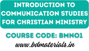Introduction to Communication Studies for Christian Ministry (BMNO1 ...